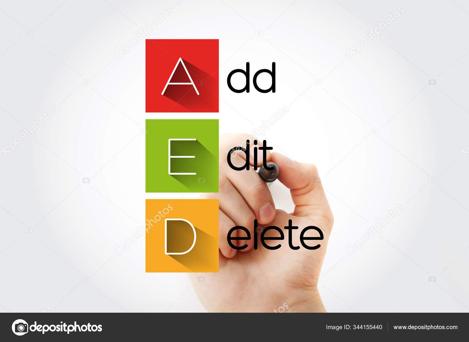 AED - Add, Edit and Delete acronym with marker Stock Photo by ©dizanna ...