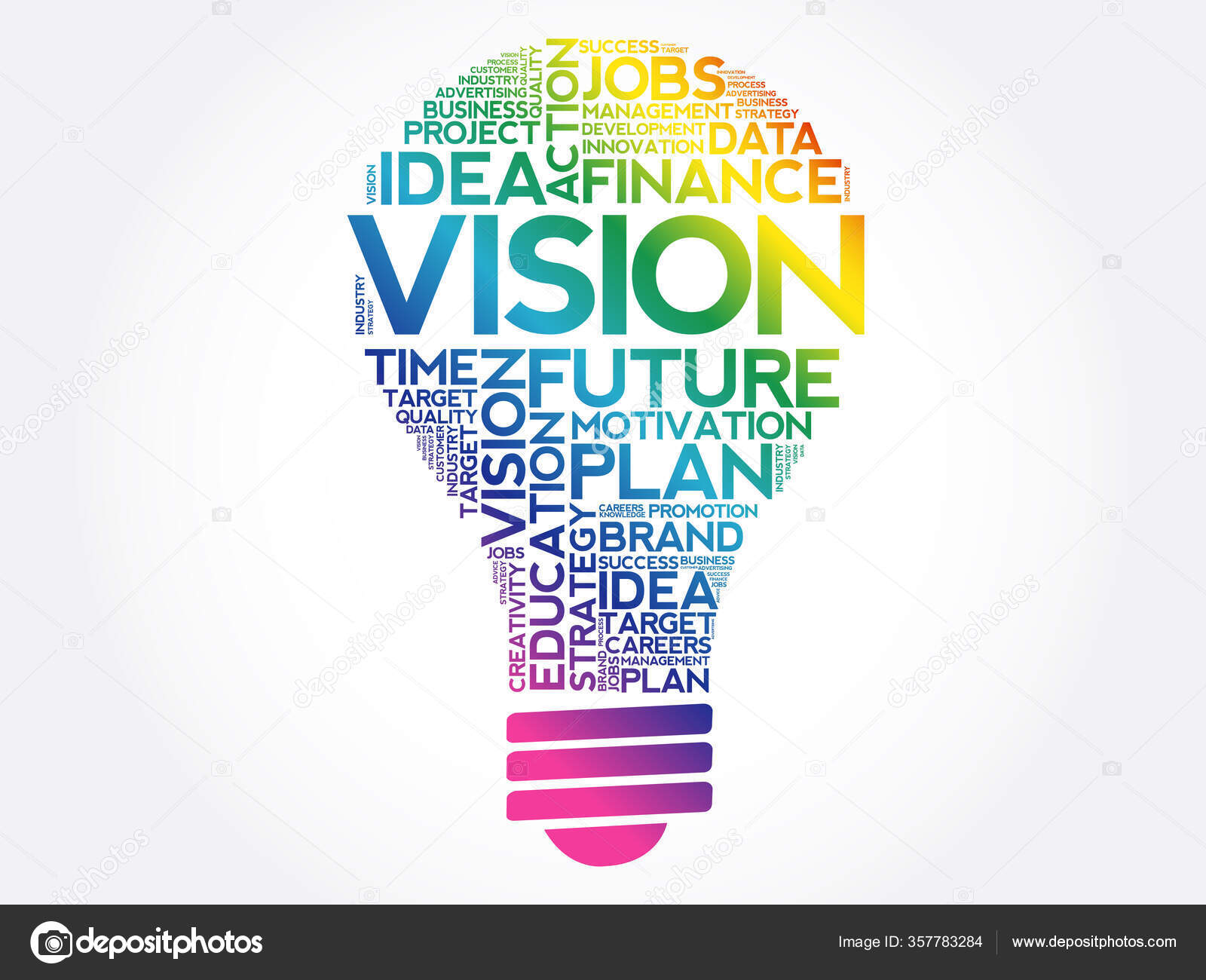 Vision Bulb Word Cloud Collage Business Concept Stock Vector Image by ...