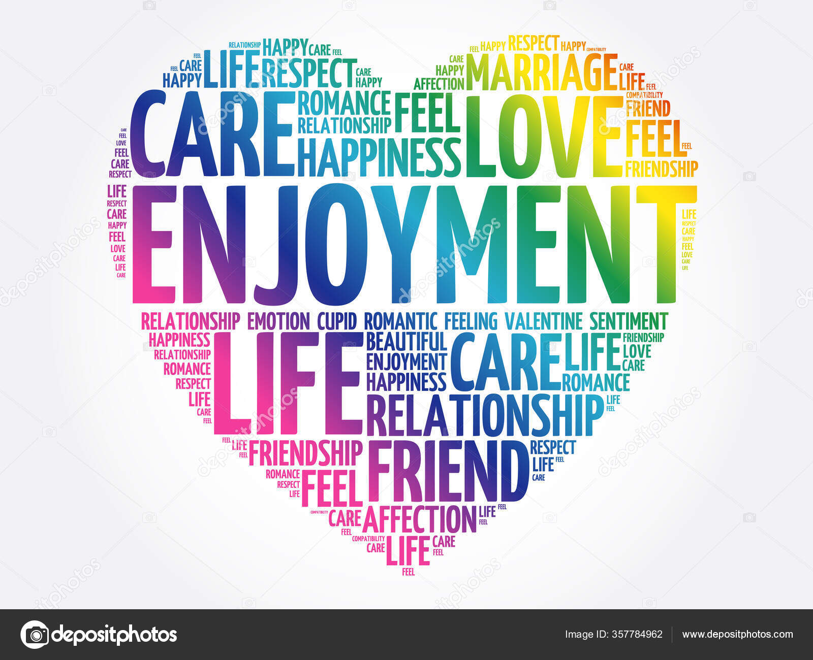 Enjoyment Word Cloud Collage Heart Concept Background Stock Vector ...