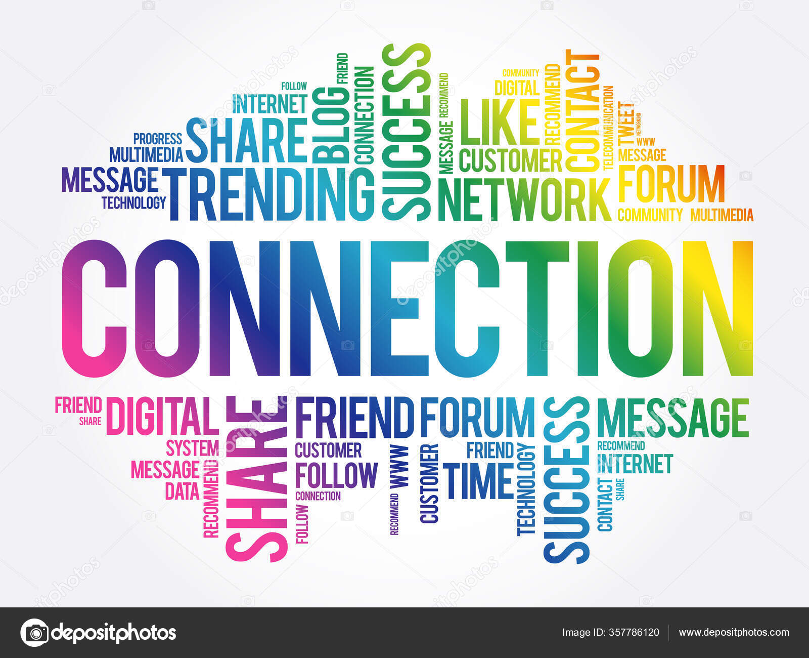 Connection Word Cloud Collage Business Concept Background Stock Vector ...