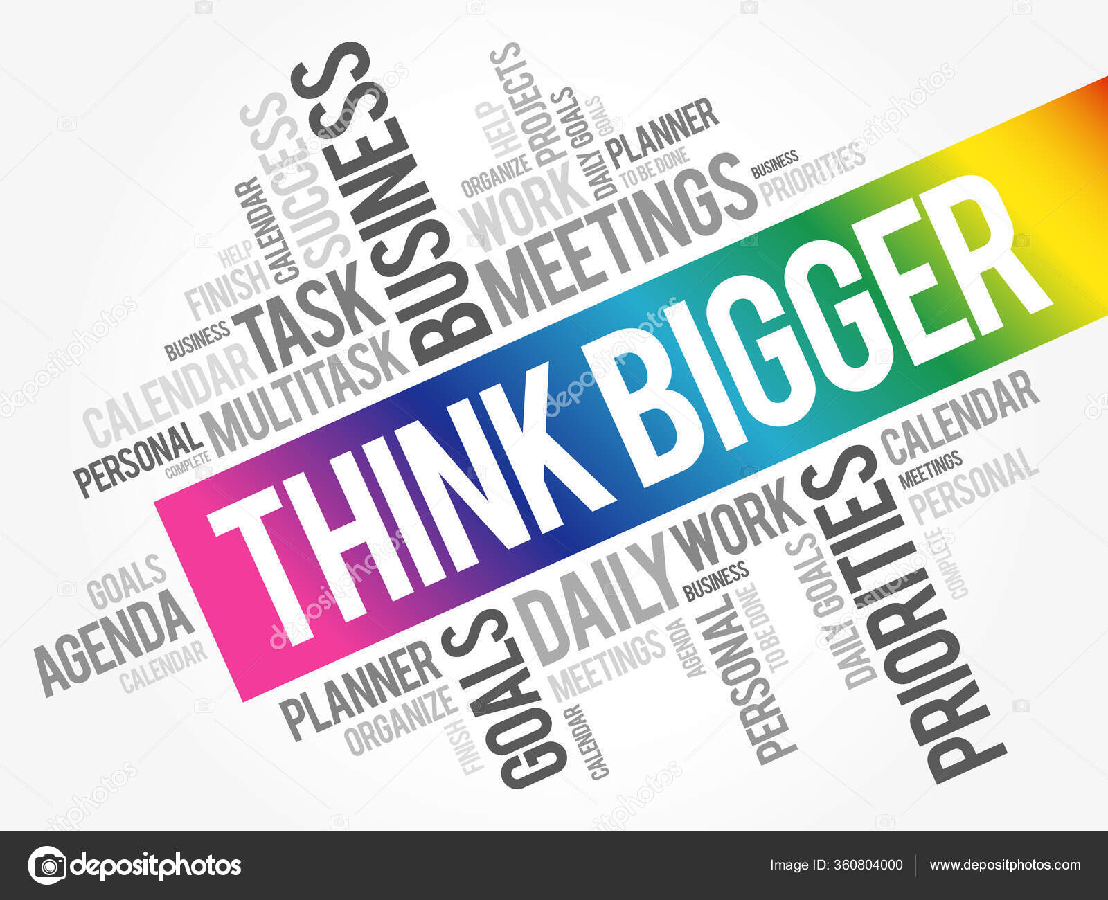 Think Bigger Word Cloud Collage Business Concept Background Stock ...