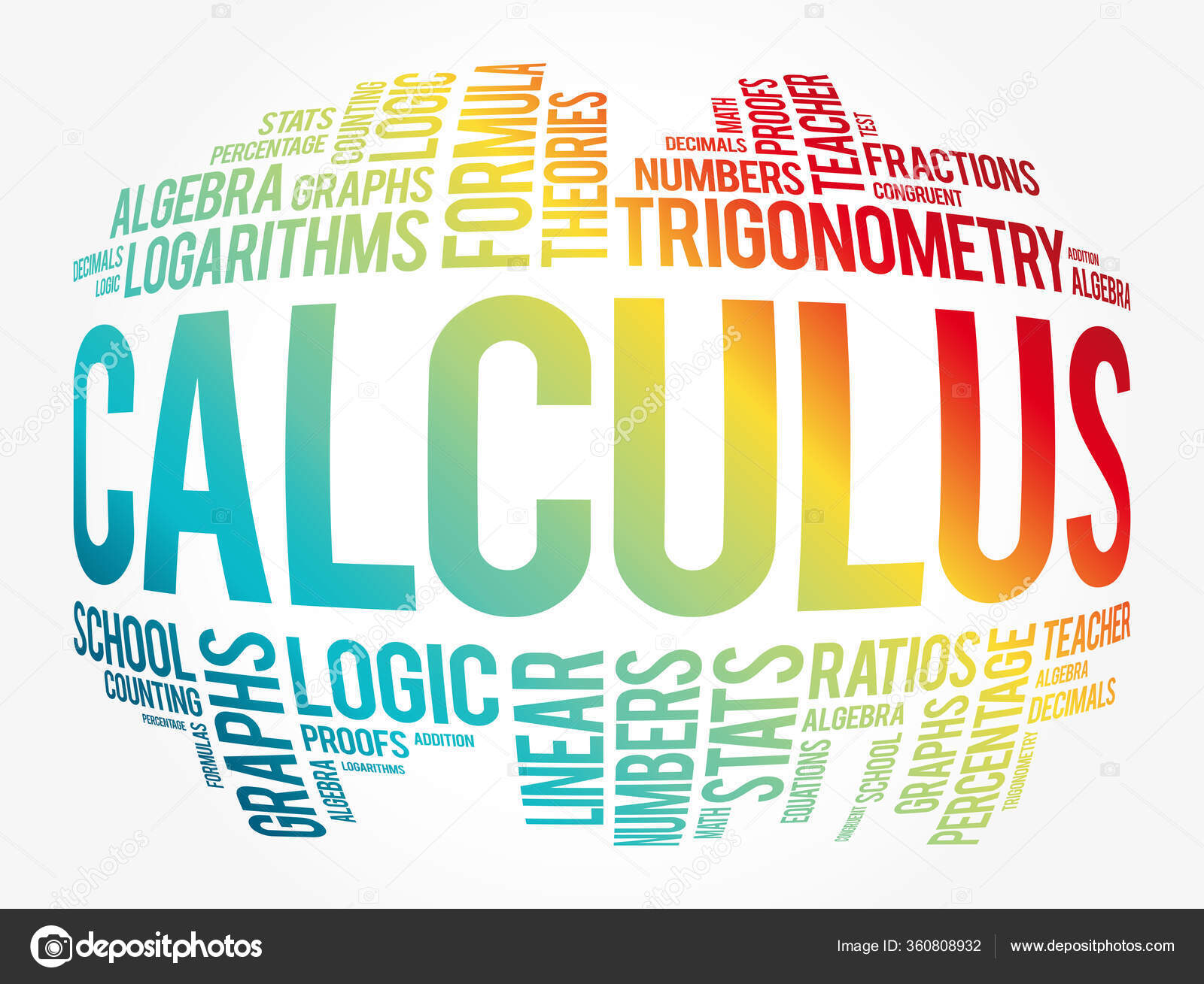 Cálculo Palabra Nube Collage Educación Concepto Fondo Vector de stock ...