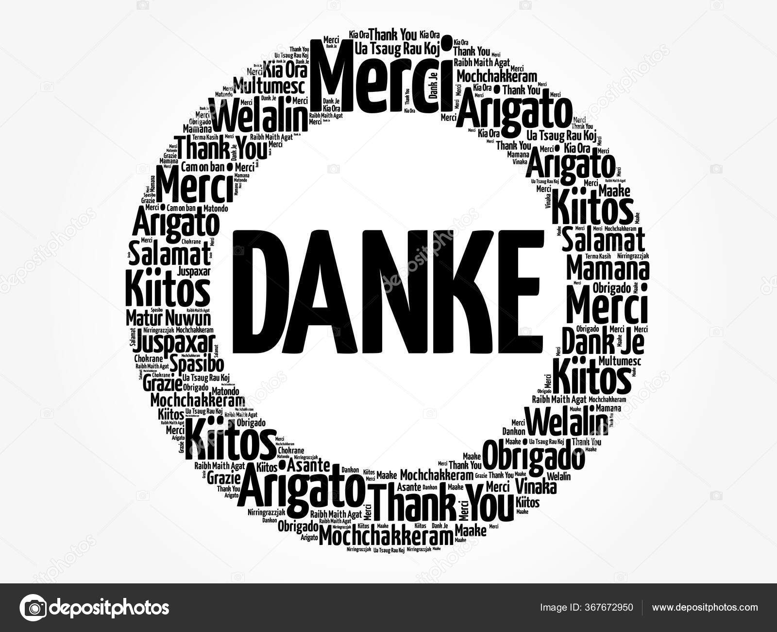Danke Gracias Alemán Palabra Nube Fondo Diferentes Idiomas Vector De