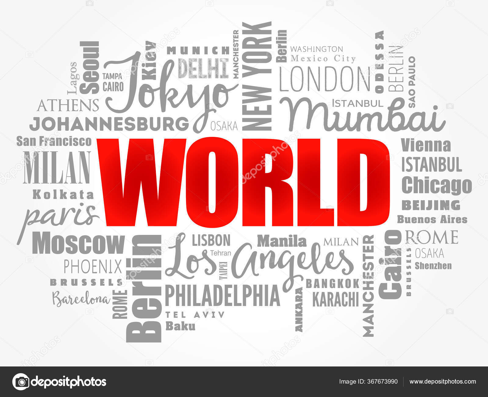 World Palabra Nube Concepto Hecho Con Palabras Ciudades Nombres Fondo ...