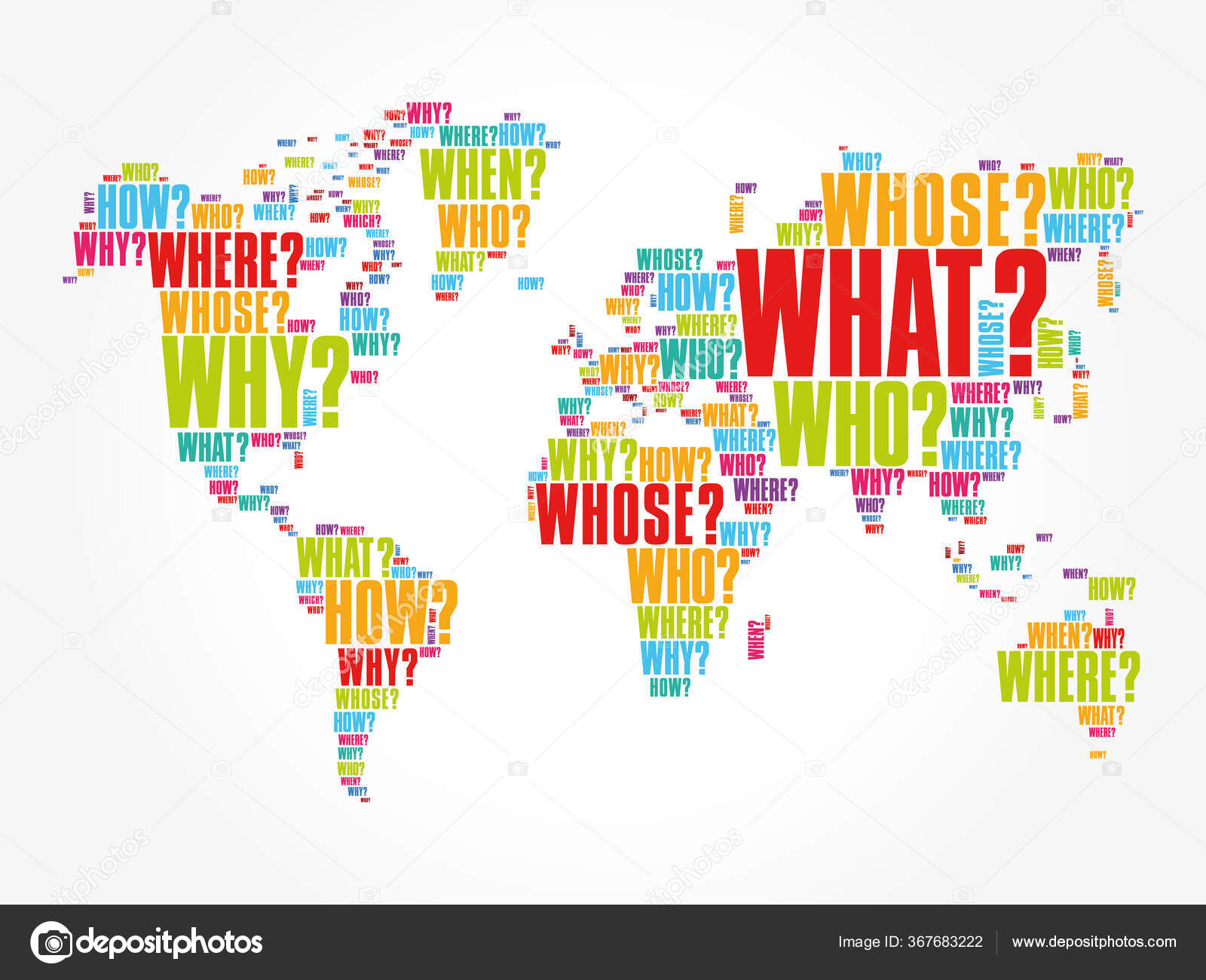 Question Words World Map Typography Words Cloud Business Concept ...