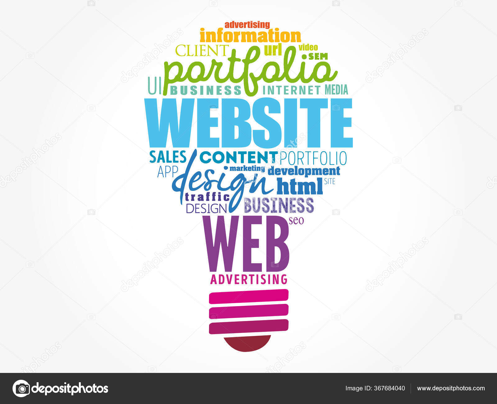 Website Light Bulb Word Cloud Business Concept Background Stock Vector ...