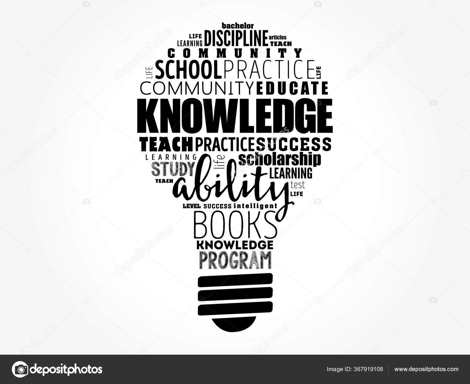 Knowledge Light Bulb Word Cloud Collage Education Concept Background ...