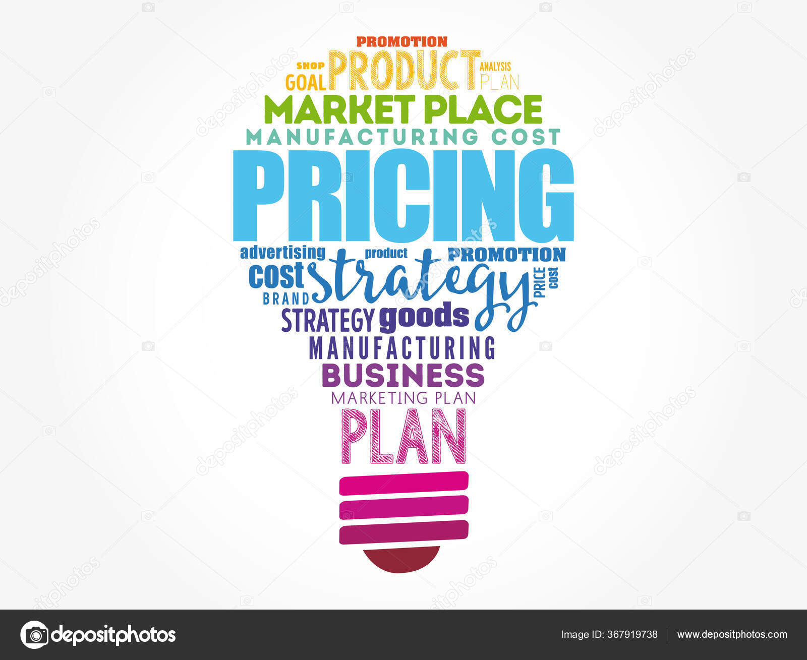 Pricing Light Bulb Word Cloud Business Concept Background Stock Vector ...