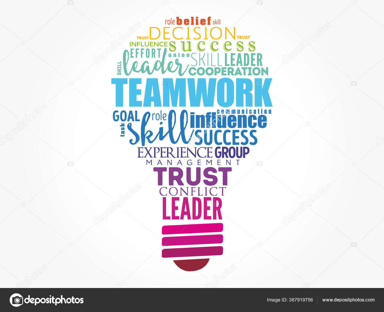 Teamwork Light Bulb Word Cloud Business Concept Background Stock Vector ...