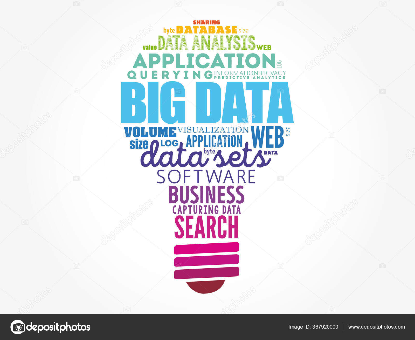 Big Data Light Bulb Word Cloud Collage Technology Business Concept ...