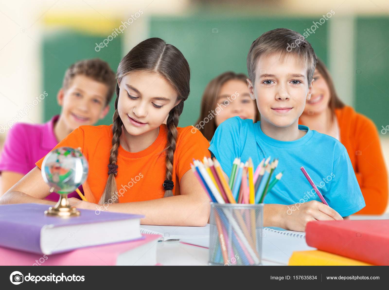 School kids writing test — Stock Photo © billiondigital #157635834