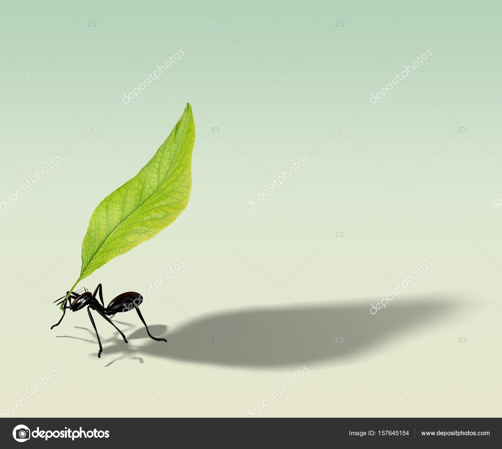 Ant with Green Leaf — Stock Photo © billiondigital #157645154