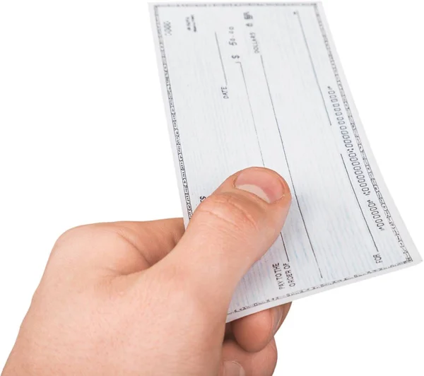 Hand holding blank check — Stock Photo © billiondigital #118539980