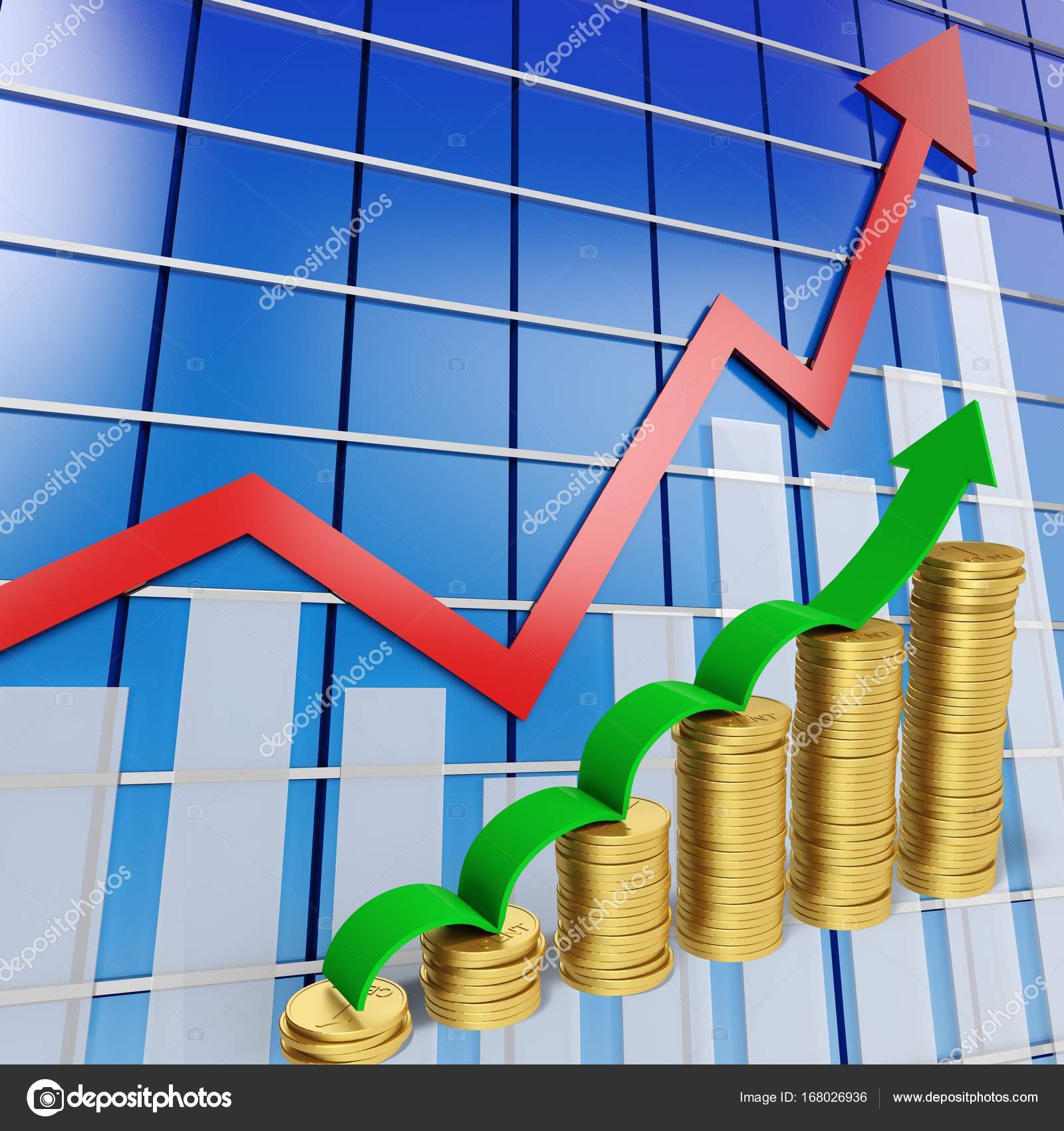 Golden coins and graph — Stock Photo © billiondigital #168026936