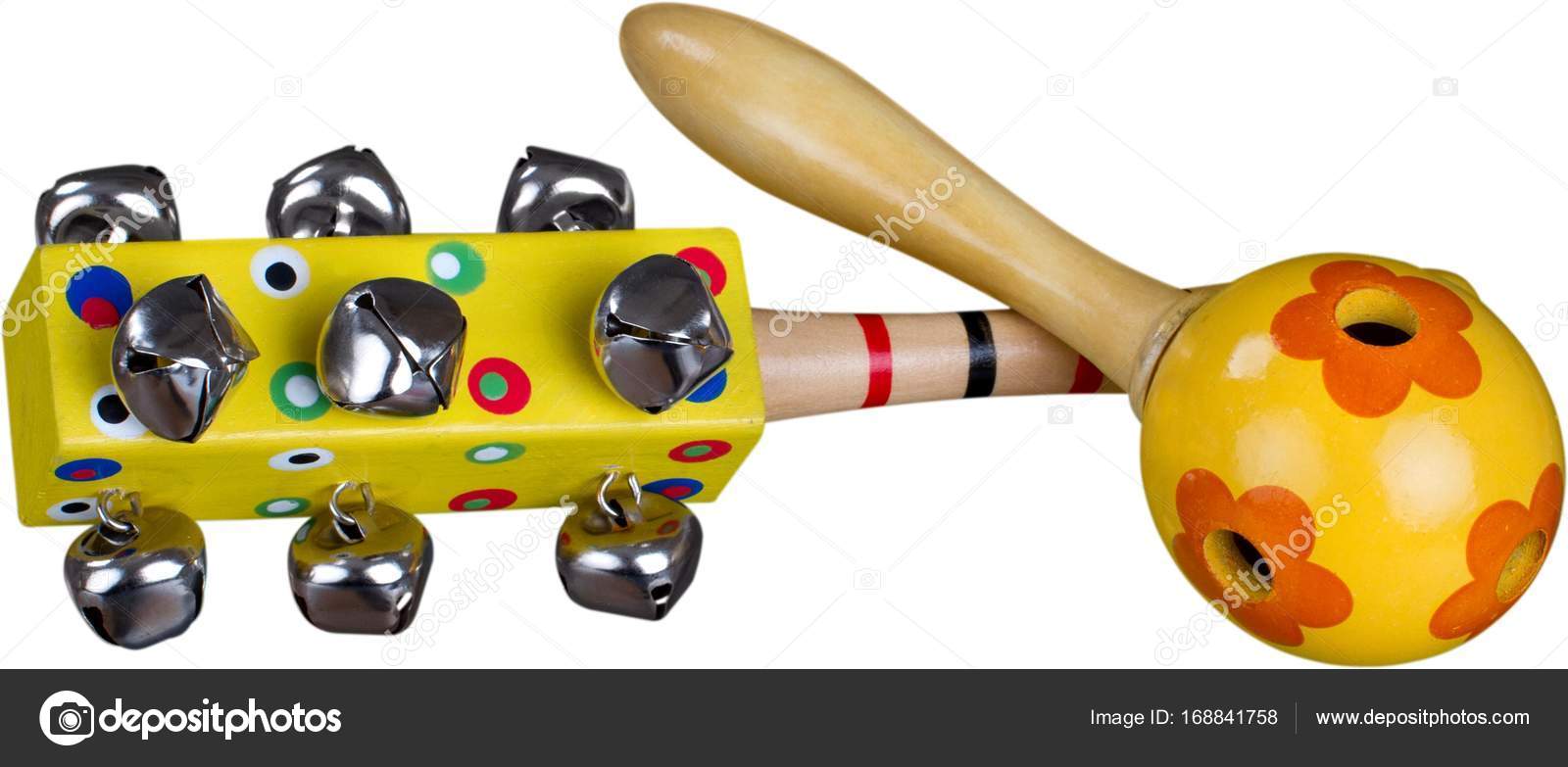 Close Photo Yellow Music Instruments Isolated White Background Stock ...