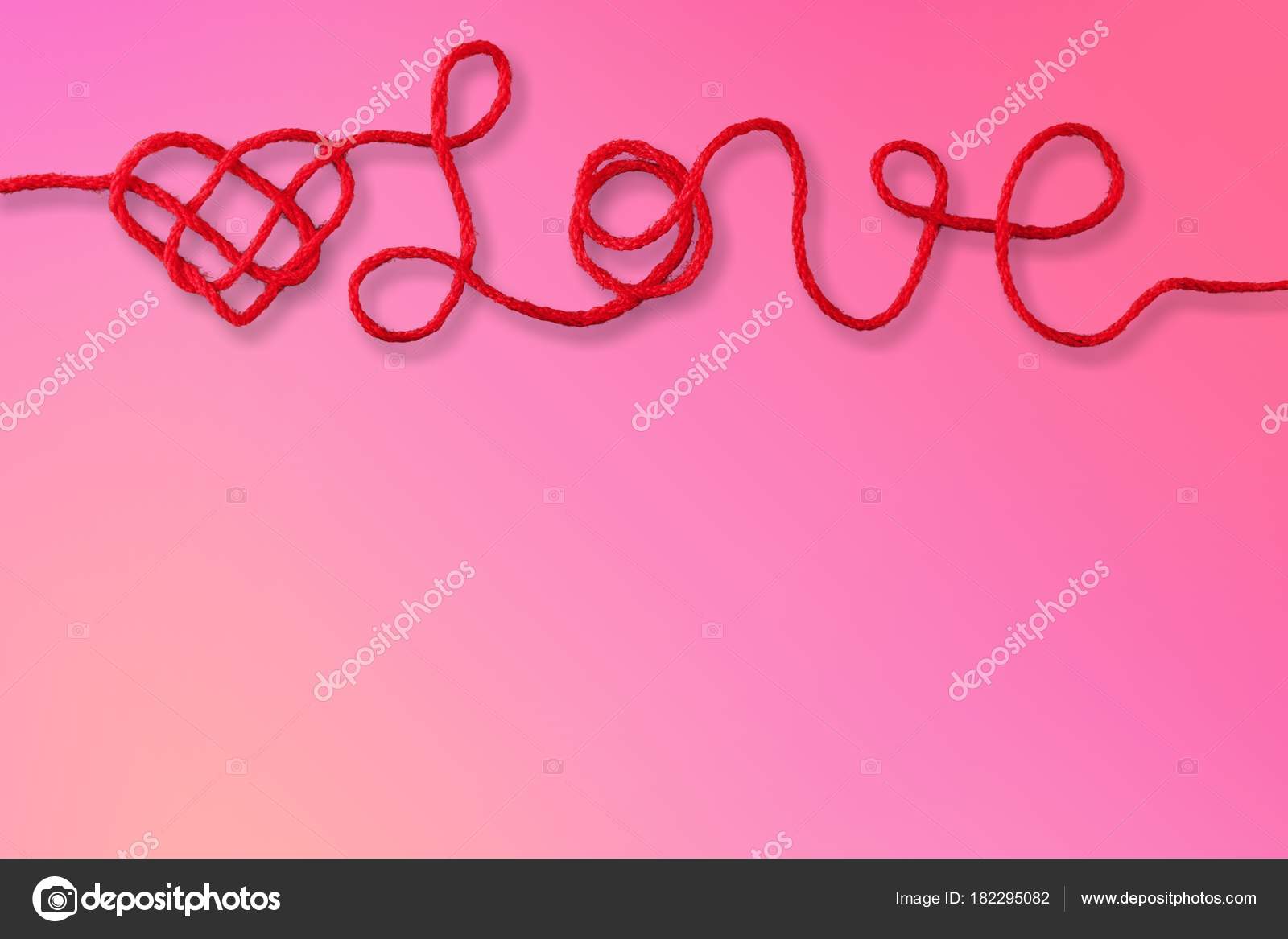 Text Love Red Heart Rope Pink Background — Stock Photo © billiondigital ...
