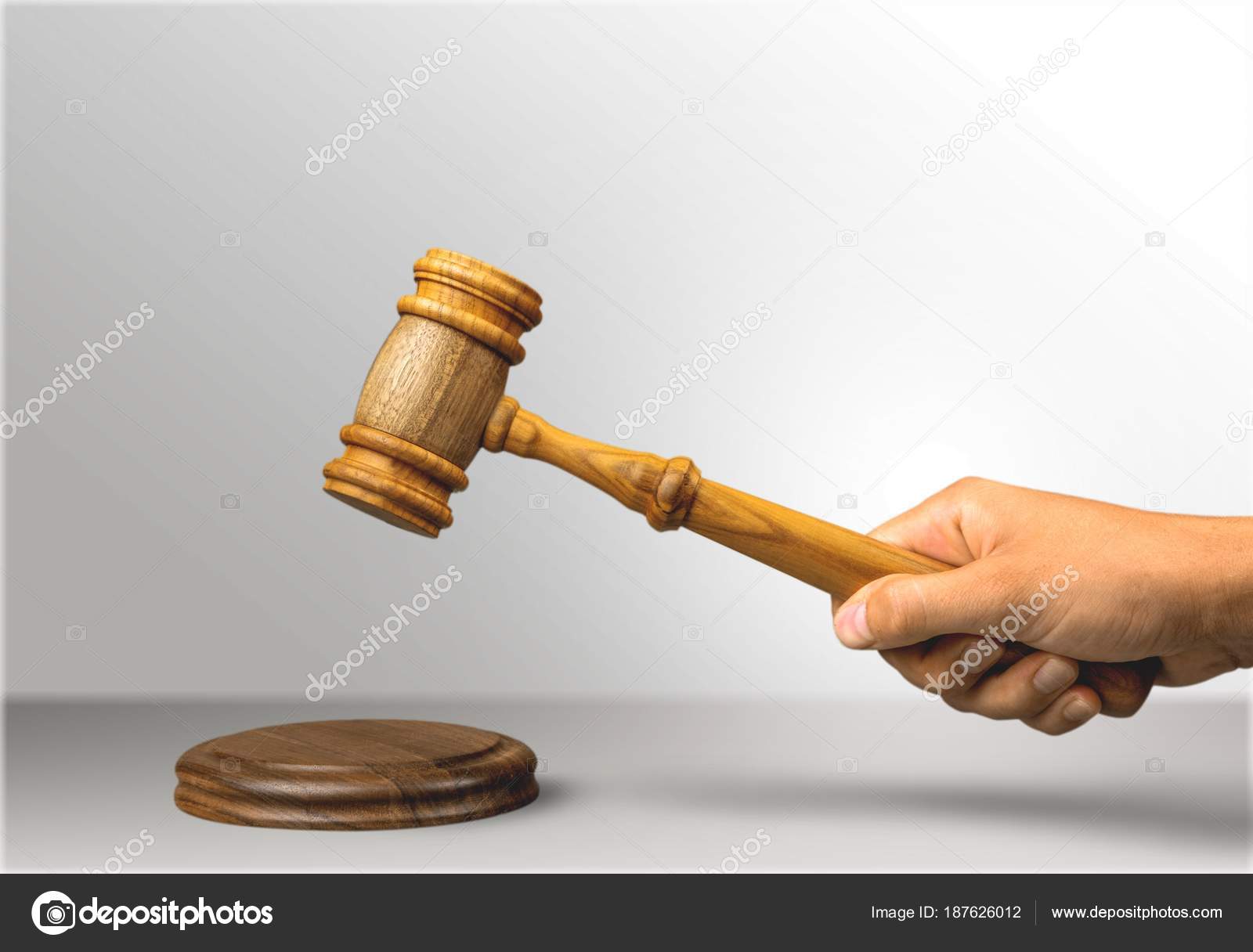 Wooden Gavel Hand Justice Concept — Stock Photo © billiondigital #187626012
