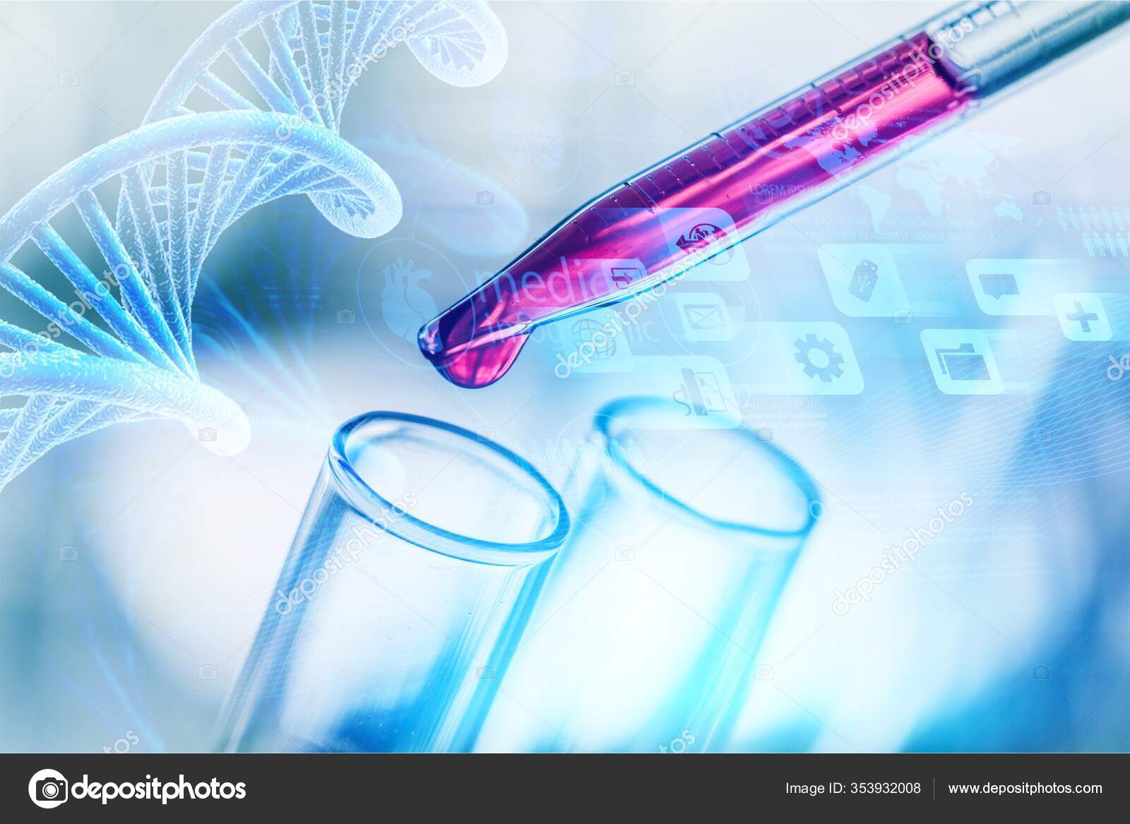 Science Laboratory Test Tubes Pipet Drop Laboratory Equipment Closeup ...