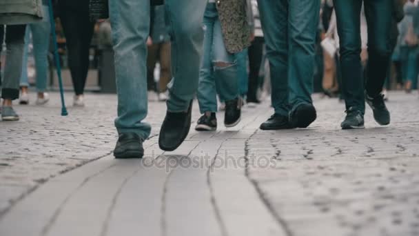 Legs of Crowd People Walking on the Street in Slow Motion — Stock Video ...