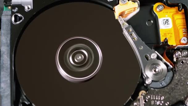 Hard Disk Drive Inside. Structure of HDD, Spinning Platter. Move ...