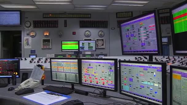 Interior Control Room Nuclear Coal Fired Power Plant — Stock Video ...