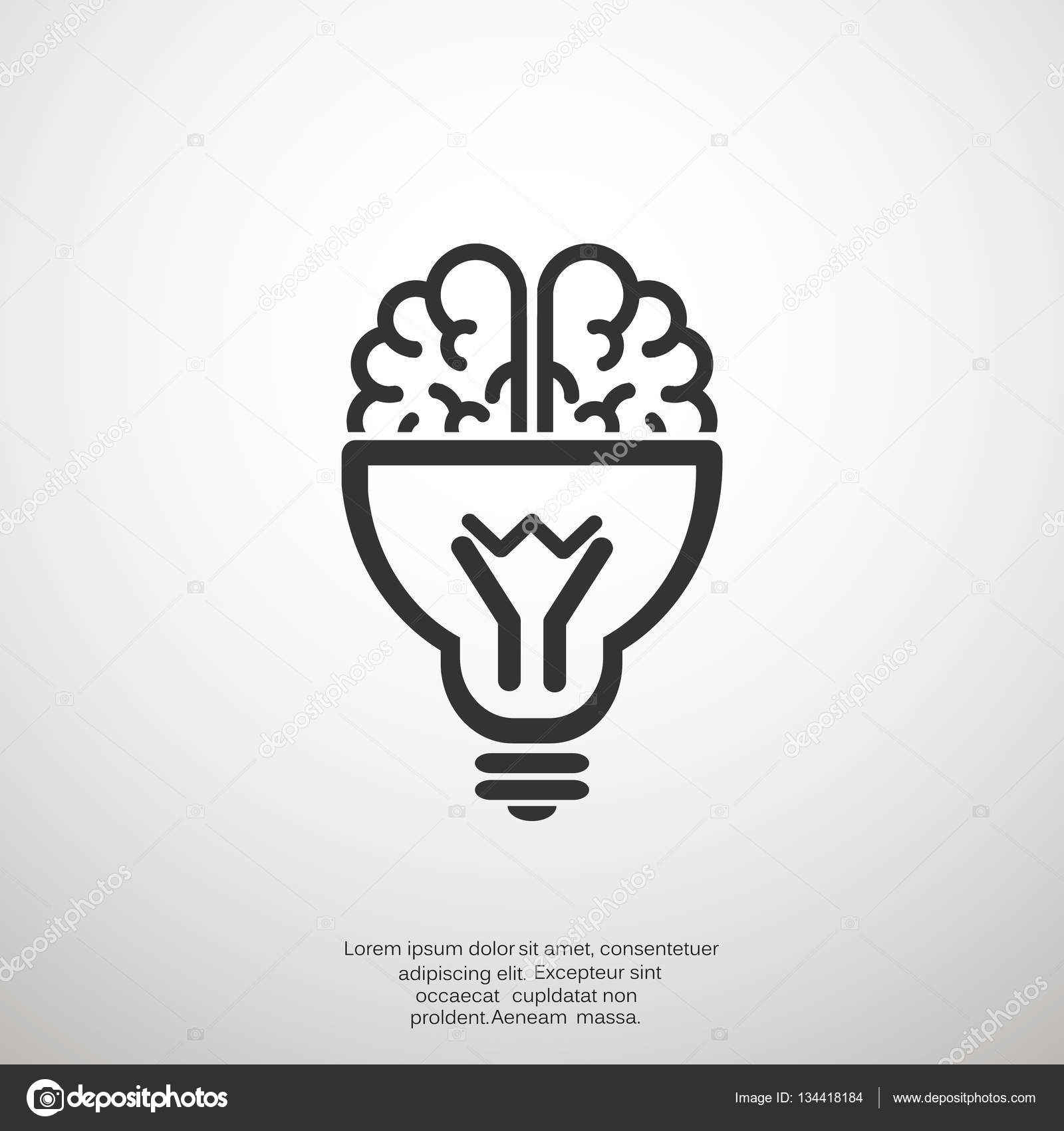 Brain with light bulb icon Stock Vector Image by ©LovArt #134418184