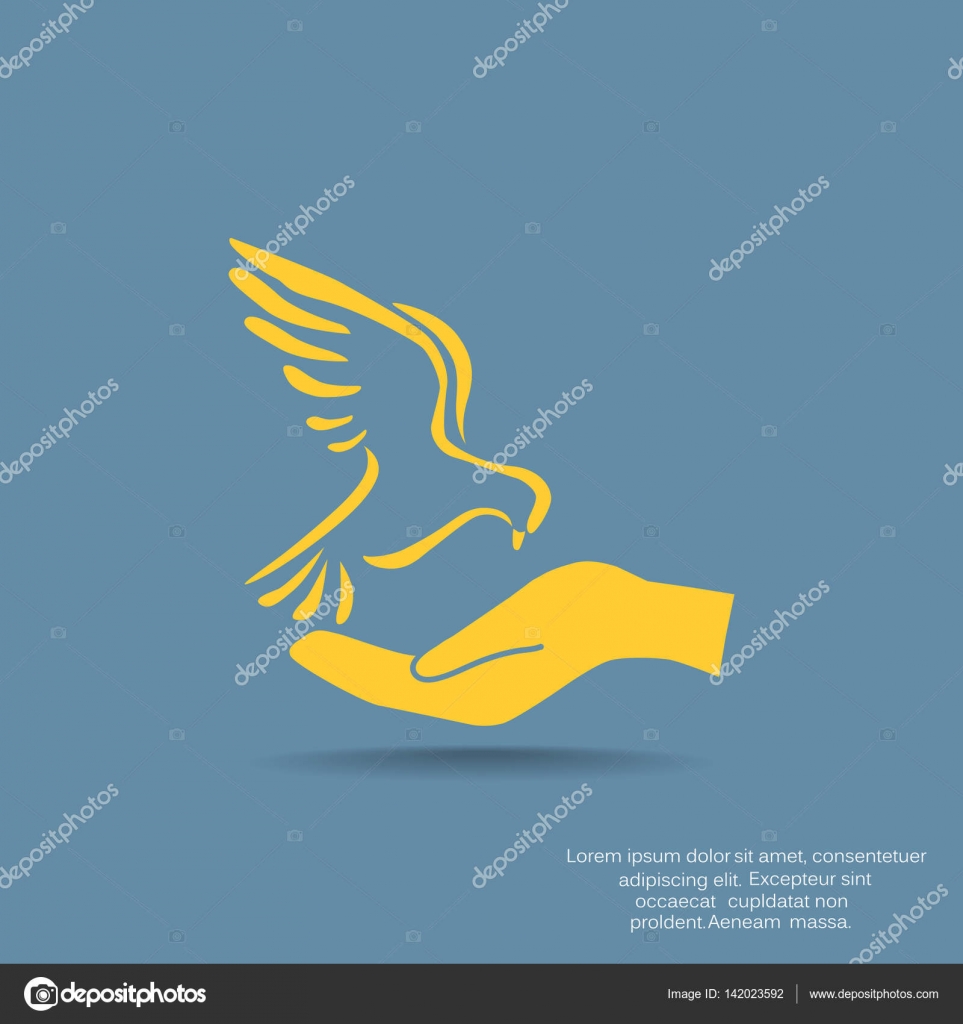 Dove with hand icon Stock Vector by ©LovArt 142023592