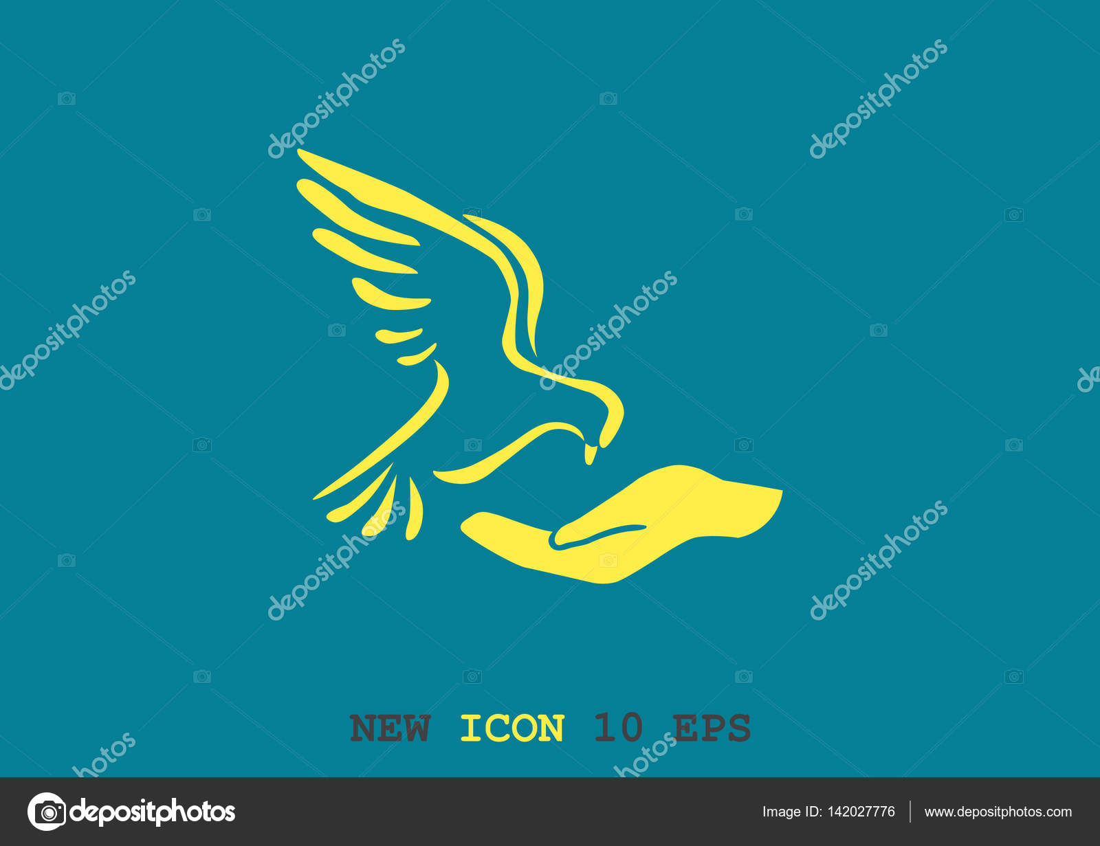 Dove dengan ikon tangan Vektor Stok oleh ©LovArt 142027776