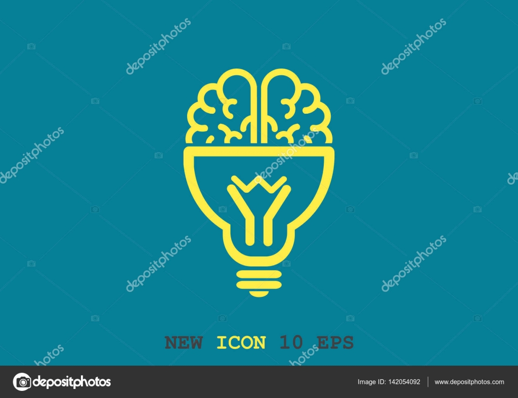 Brain with light bulb icon Stock Vector by ©LovArt 142054092