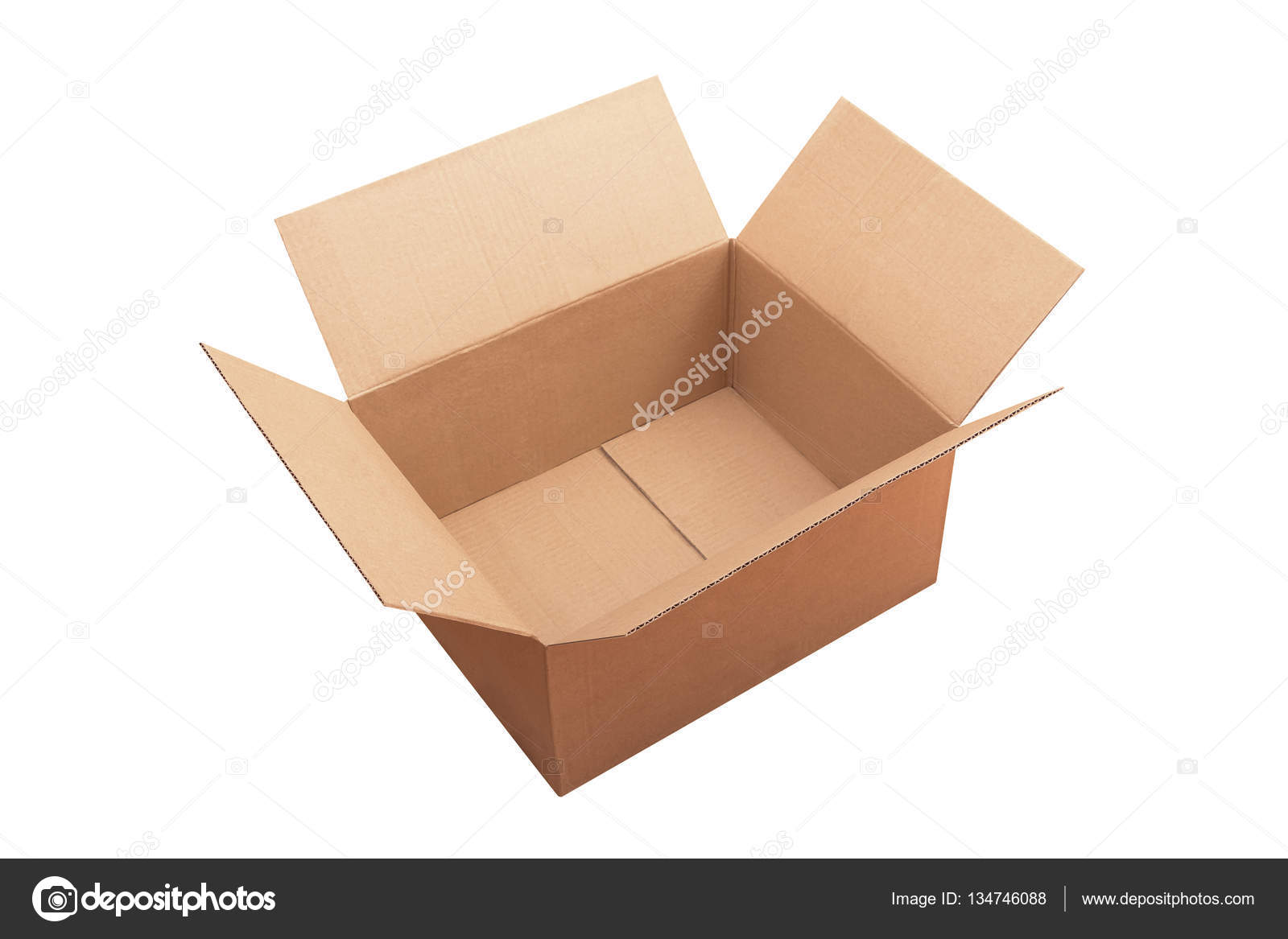 Open package cardboard box isolated on white background with clipping ...