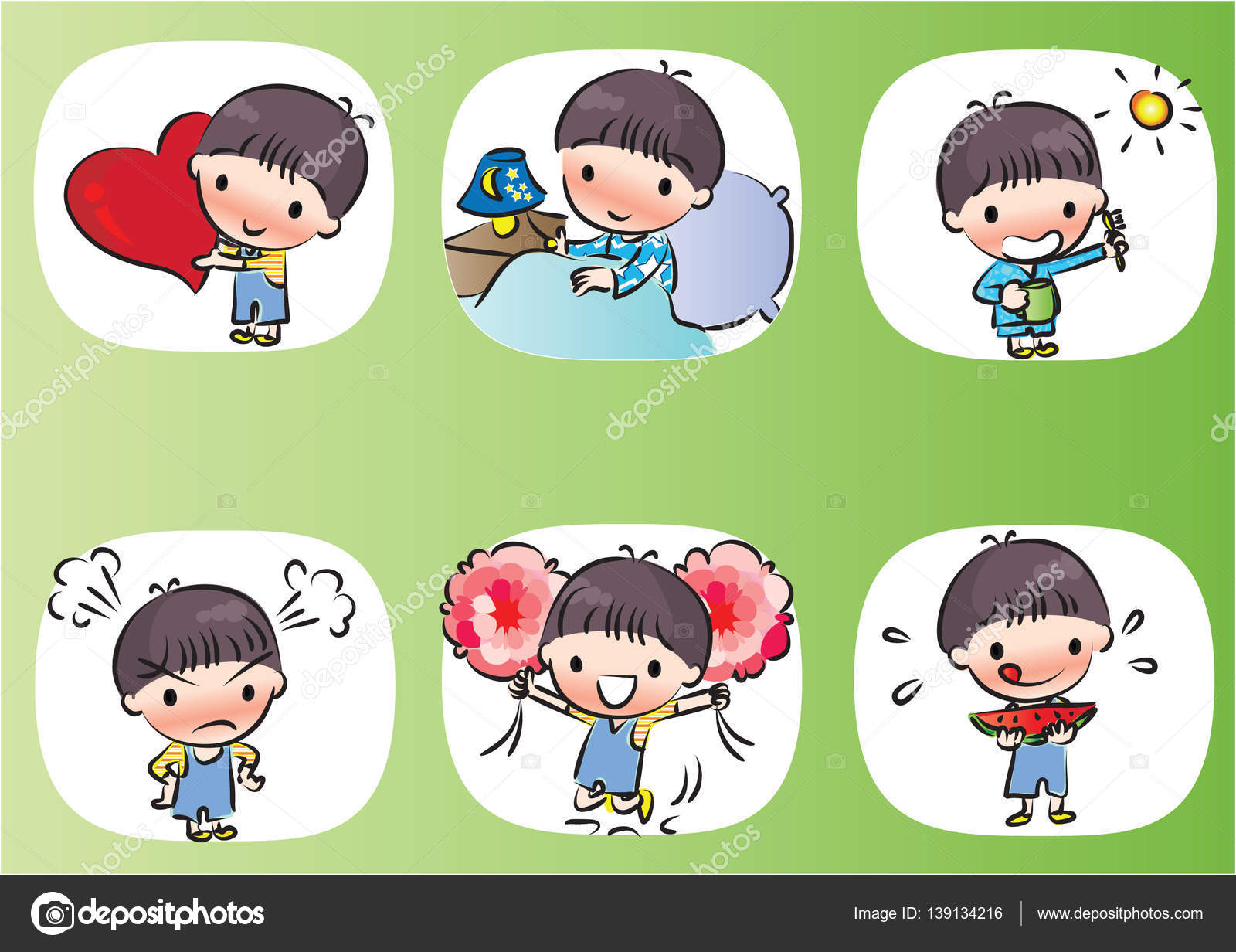 Drawing cartoon boy set Stock Illustration by ©wenpei #139134216