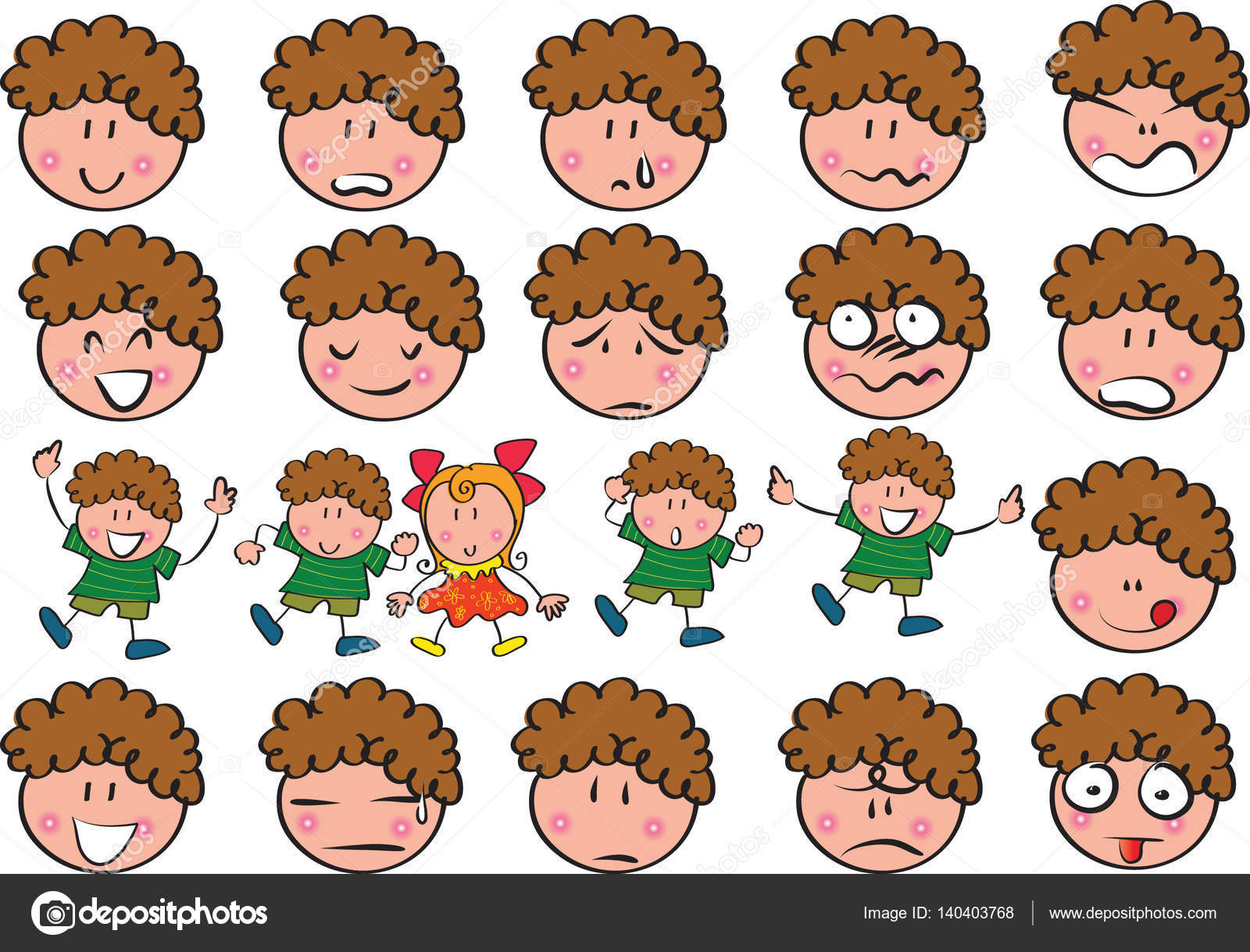 Boy face sticker set Stock Illustration by ©wenpei #140403768
