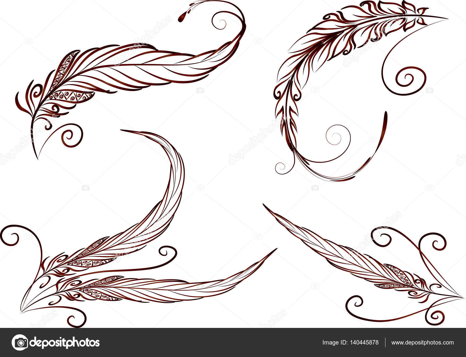 Beautiful line feather design set — Stock Photo © wenpei #140445878
