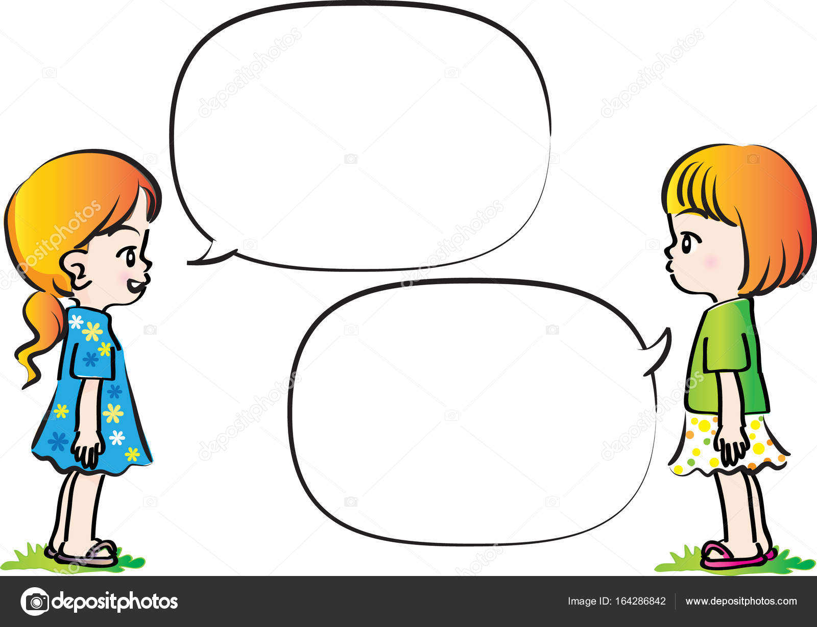 Vector drawing kids talk with speech bubble Stock Vector by ©wenpei ...