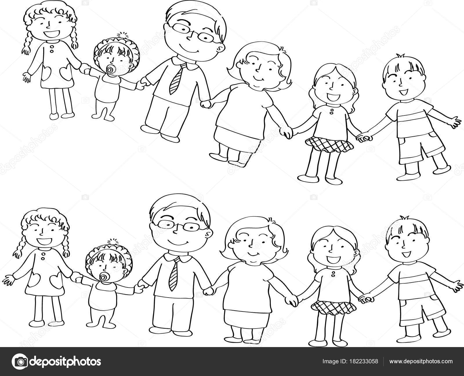 Vector Drawing Family Background Stock Vector Image by ©wenpei #182233058