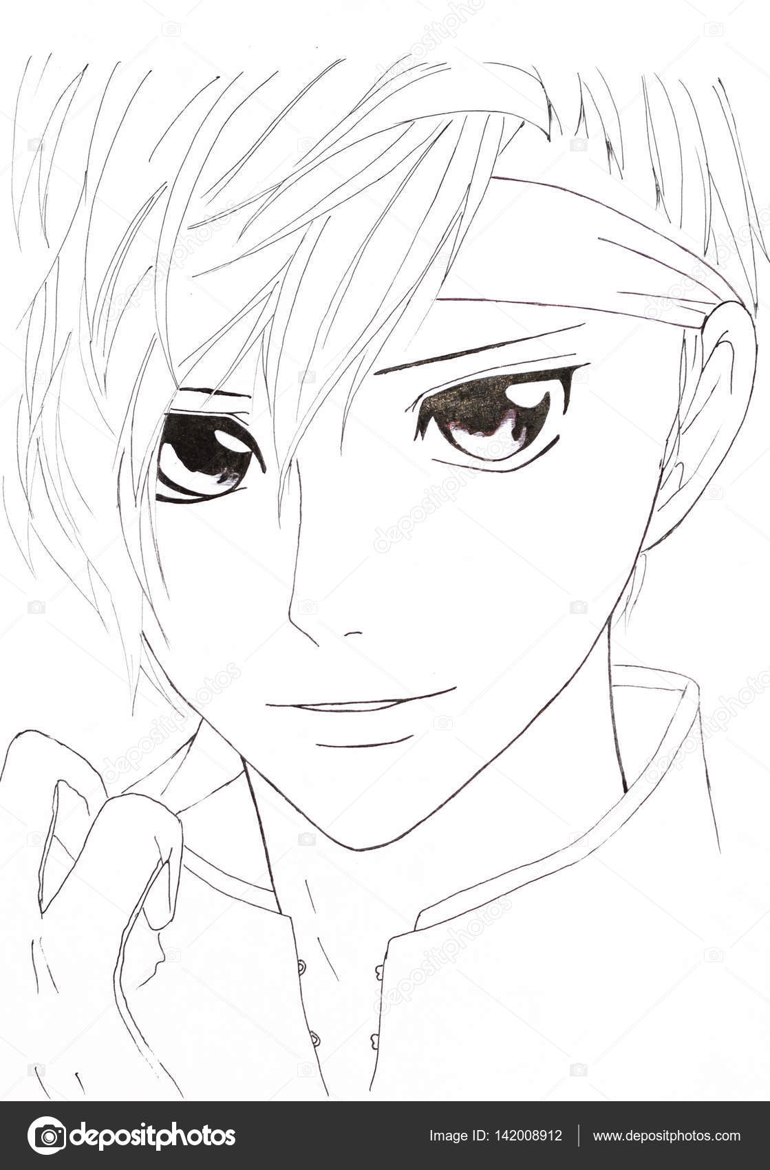 Drawing in the style of anime. Image of a man in the picture in the ...