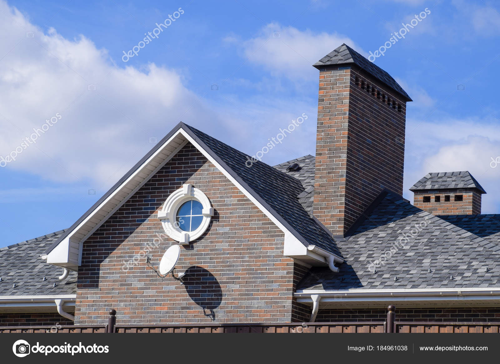 Asphalt Shingle Decorative Bitumen Shingles Roof Brick House Stock ...