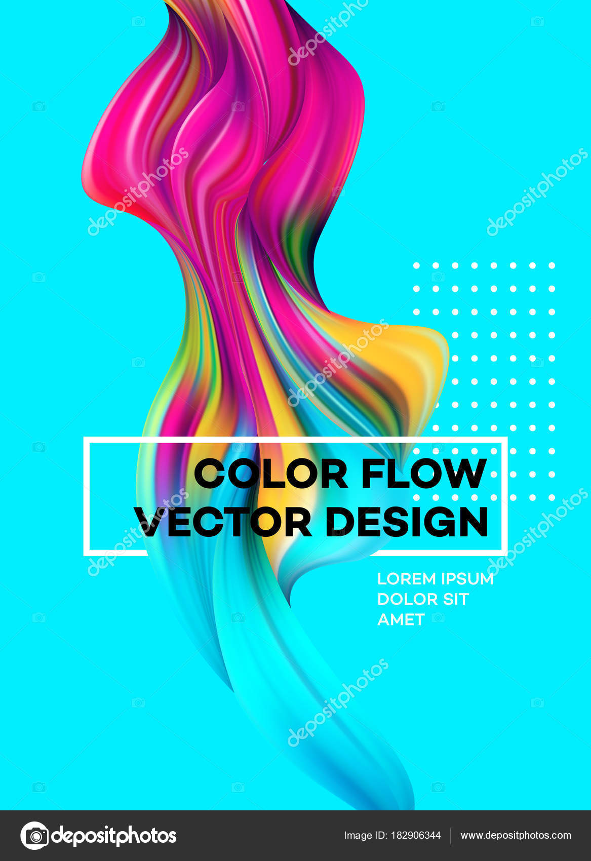 Modern colorful flow poster. Wave Liquid shape in blue color background ...