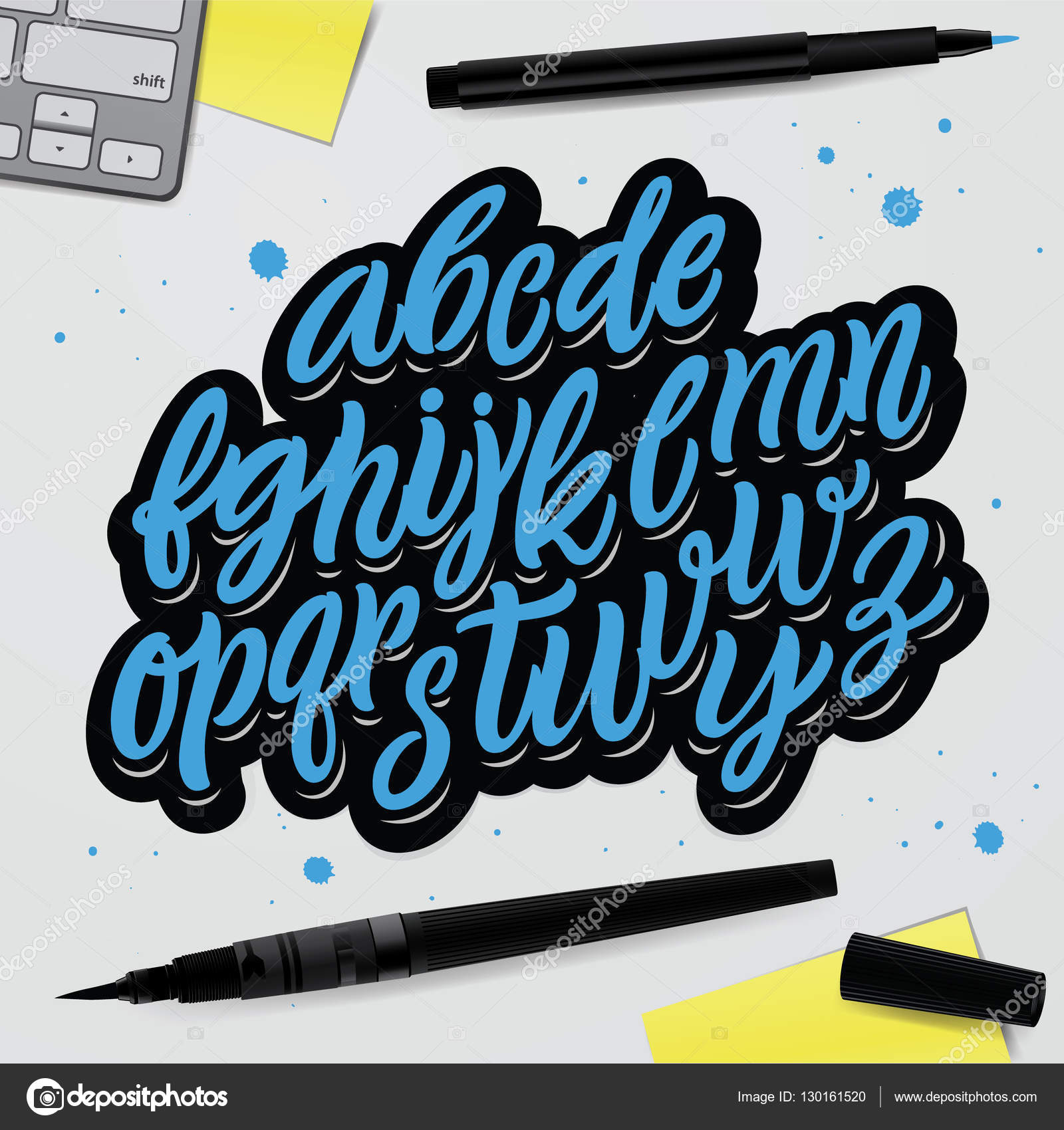 Handwritten alphabet for design Stock Vector Image by ©verywell #130161520