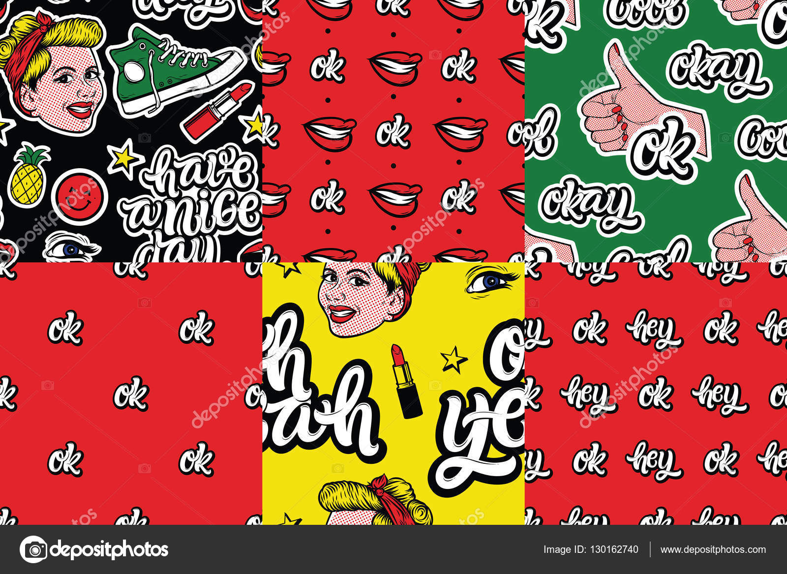 Pop art patterns Stock Vector Image by ©verywell #130162740