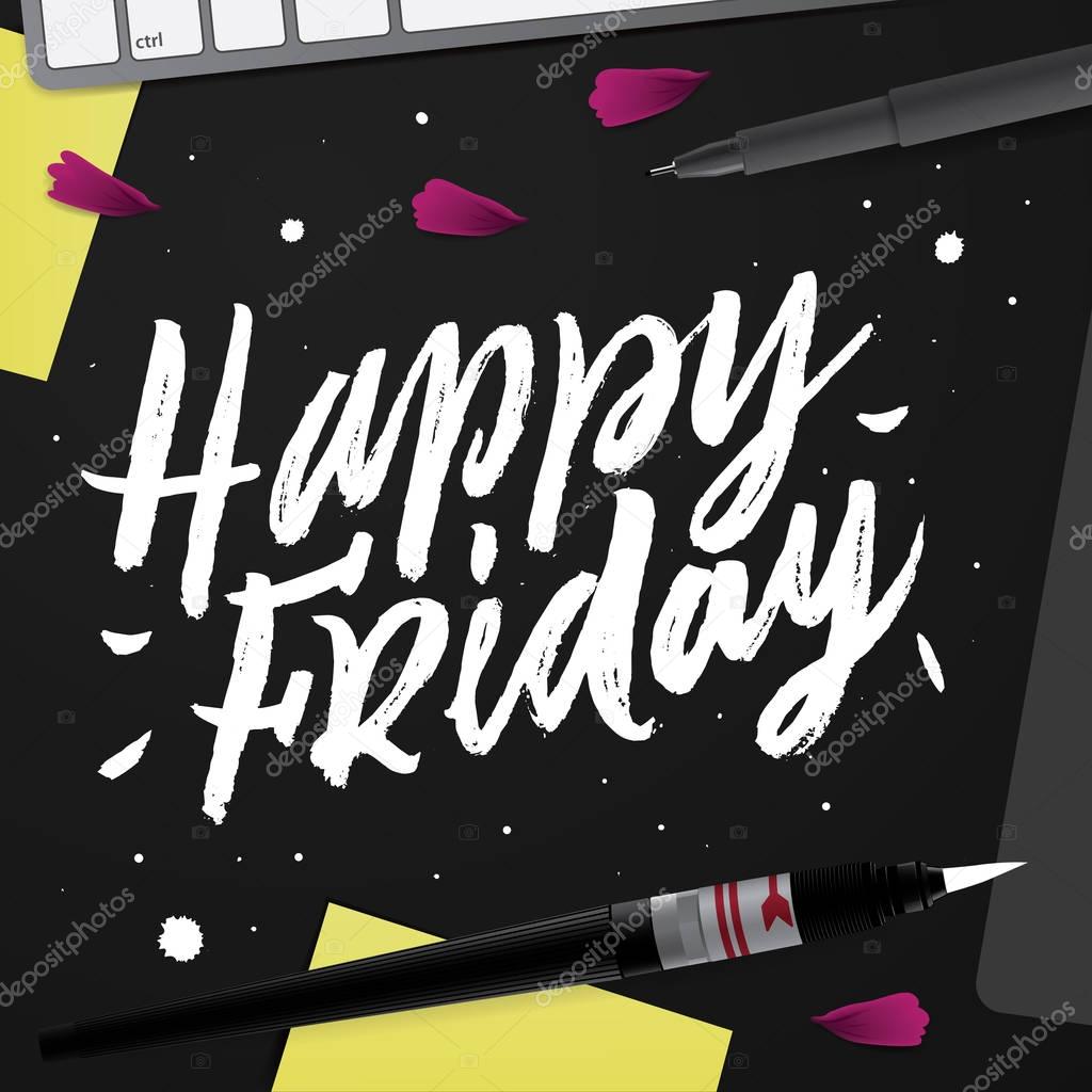 Happy Friday. Positive quote Stock Vector Image by ©verywell #130162648