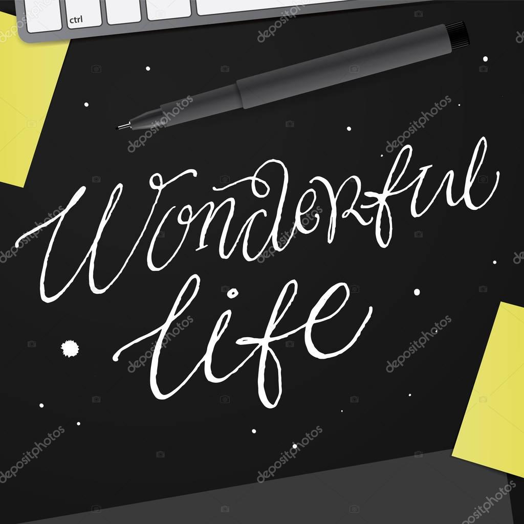 Wonderful Life Lettering. Stock Vector Image by ©verywell #130163546