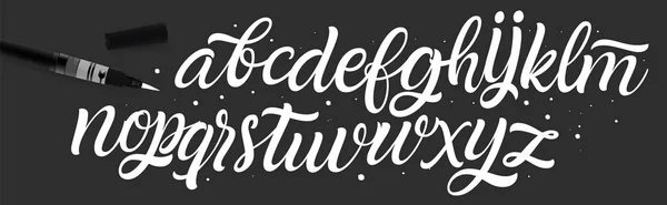 Milk, yogurt or cream alphabet set. White letters on blue background ...