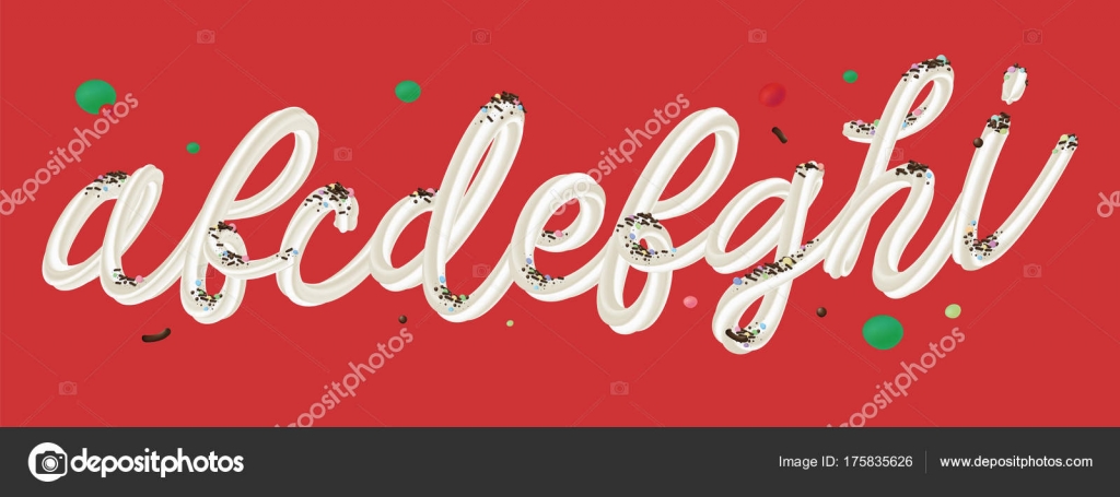 Cream Abc Letters Set White Buttercream Alphabet Isolated Red ...