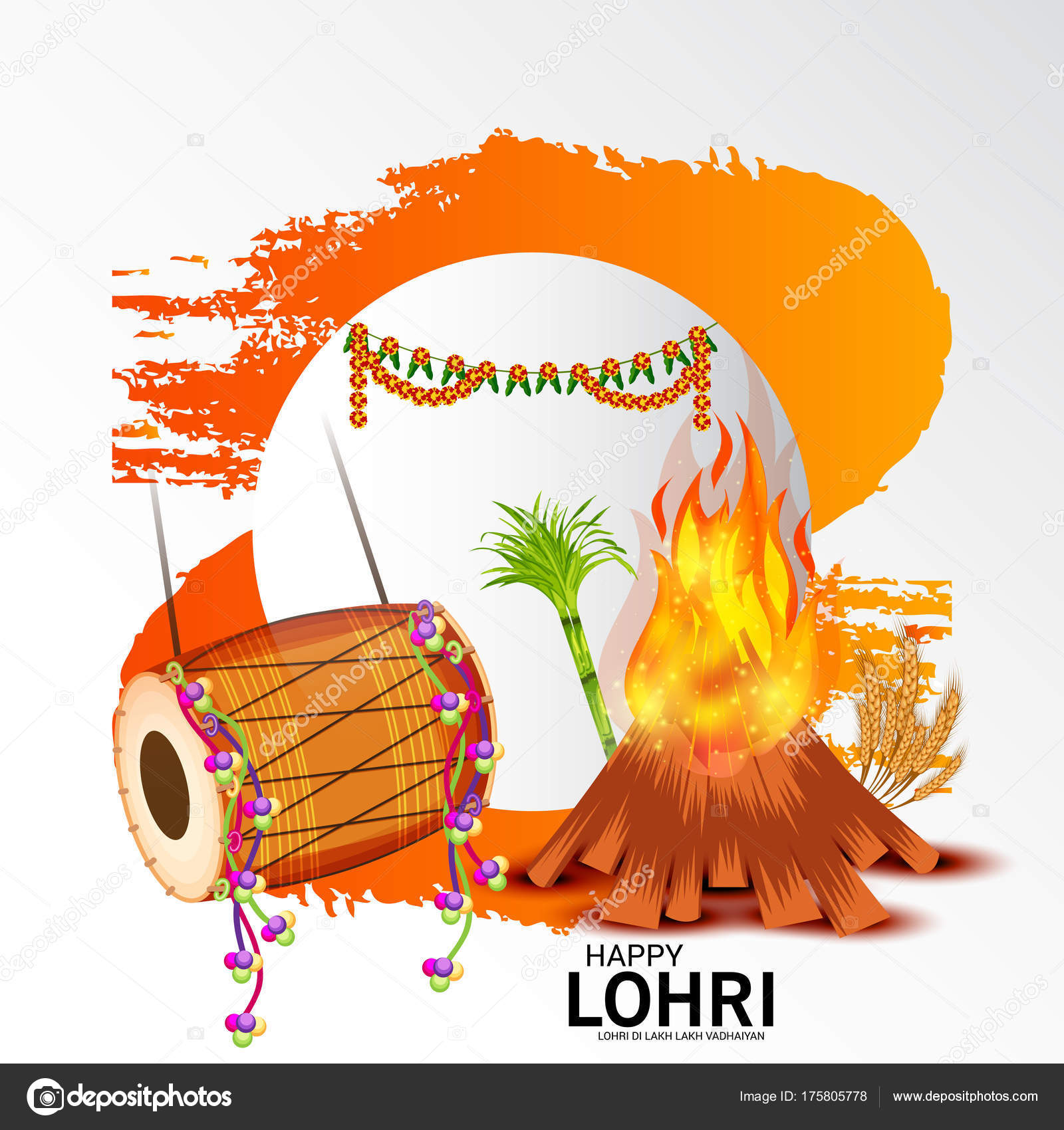 Vector Illustration Festival Happy Lohri Background Punjabi Message ...