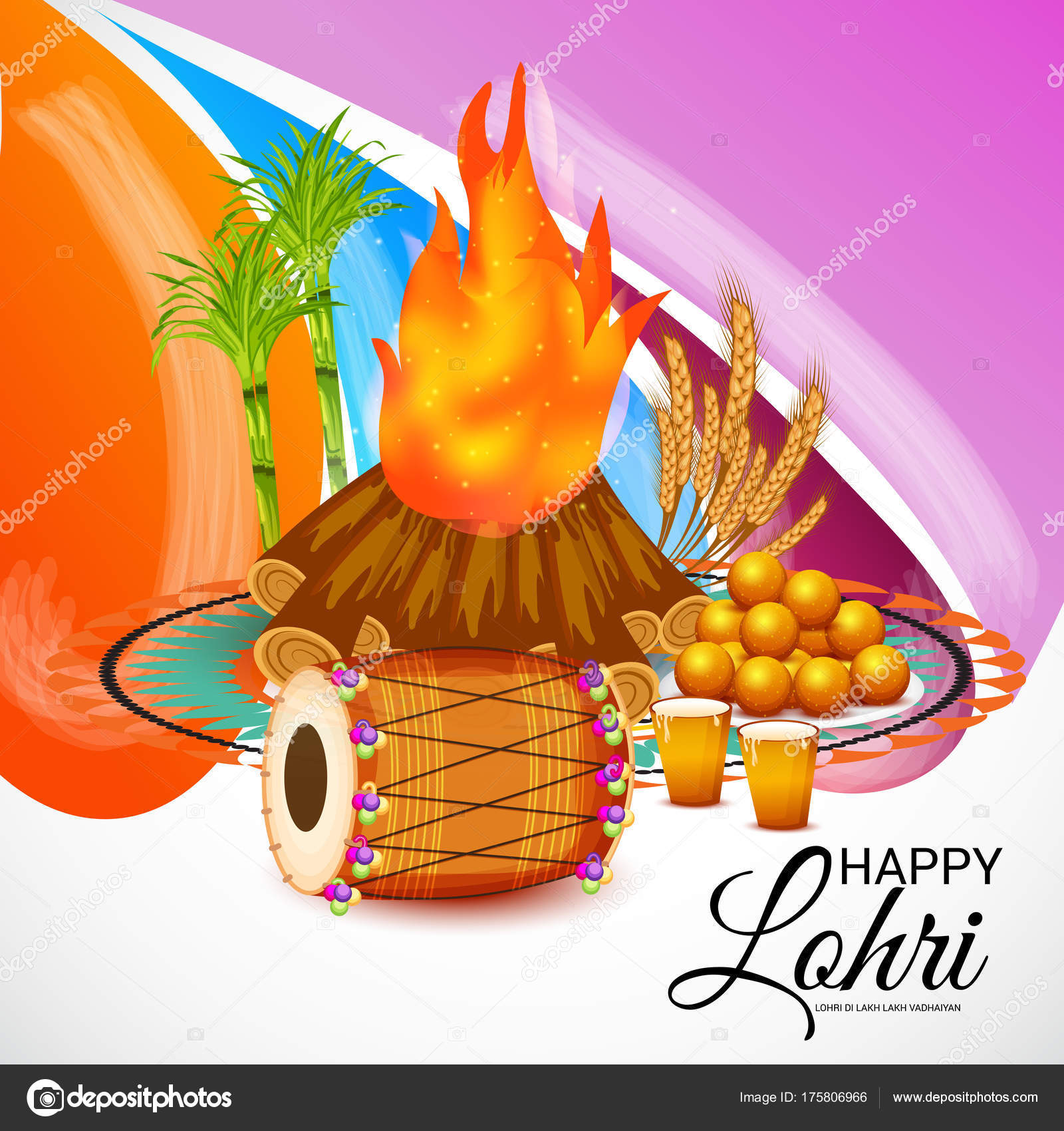 Illustration: punjabi meaning of | Vector Illustration Festival Happy ...