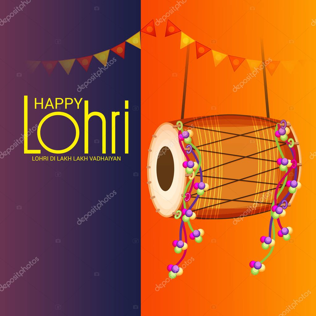 Ilustración vectorial en el festival de fondo feliz de Lohri con ...