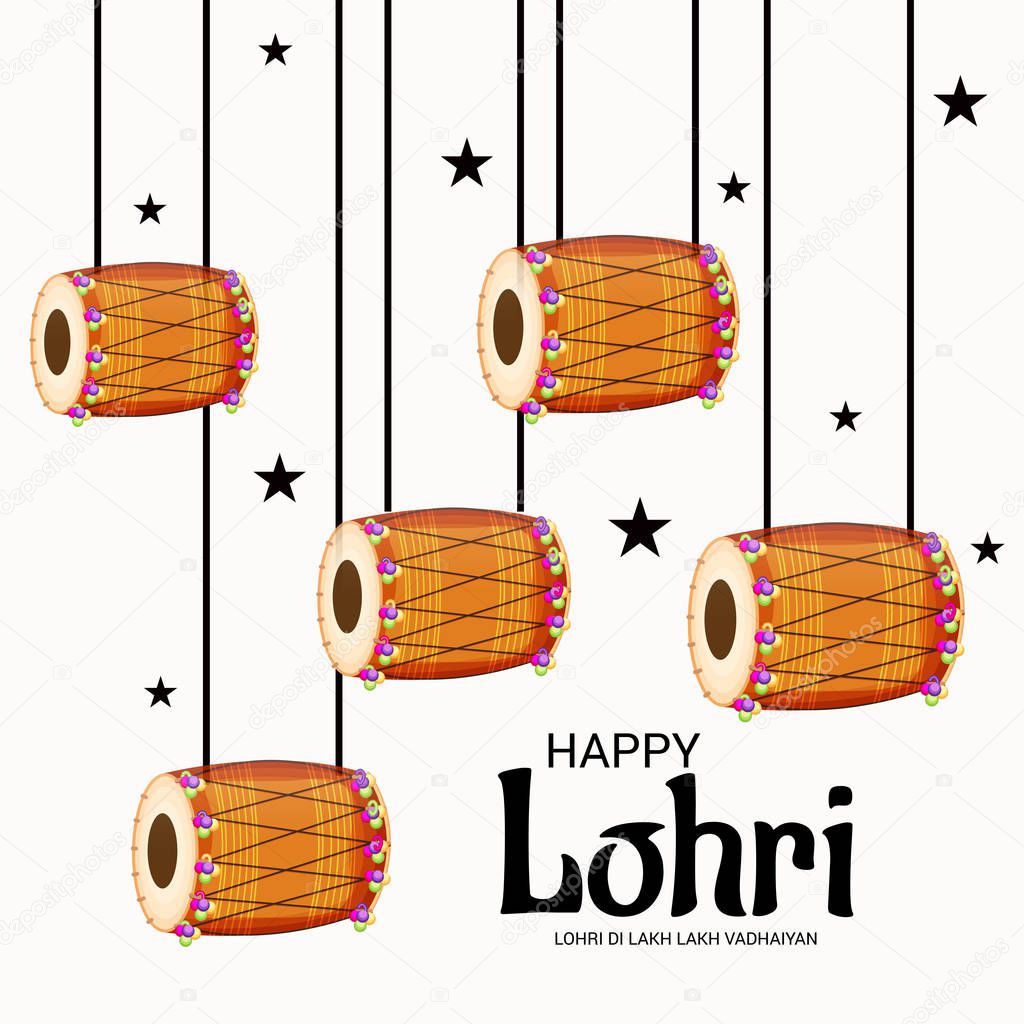 Ilustración vectorial en el festival de fondo feliz de Lohri con ...