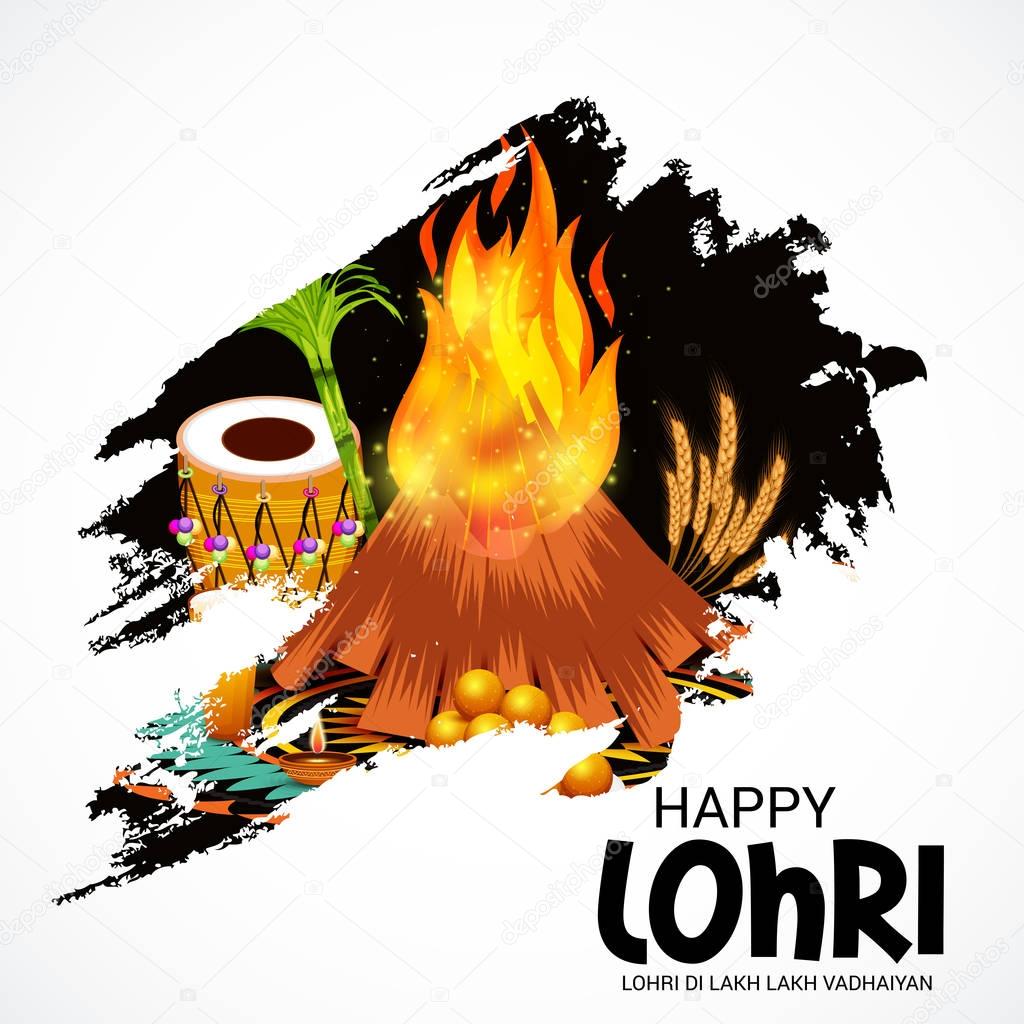 Ilustración vectorial en el festival Feliz fondo Lohri con mensaje ...