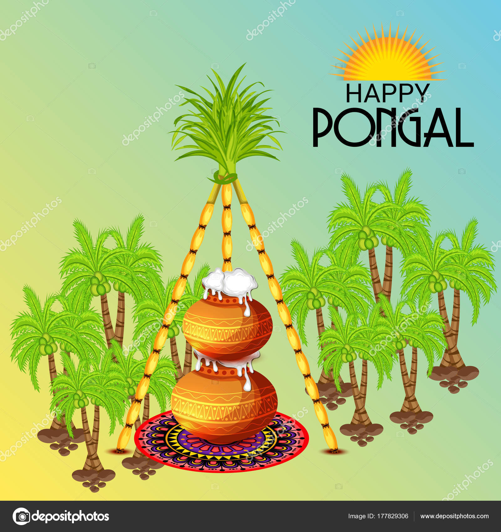Illustration Background Celebrate Happy Pongal Festival Stock Vector ...